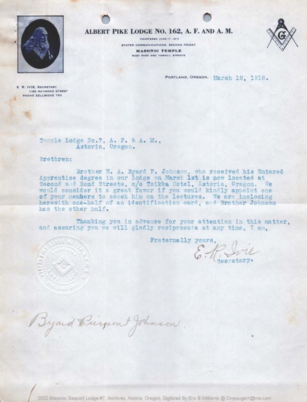 Dues Card - The cutting in half - Oregon Masonic Heritage Library and ...